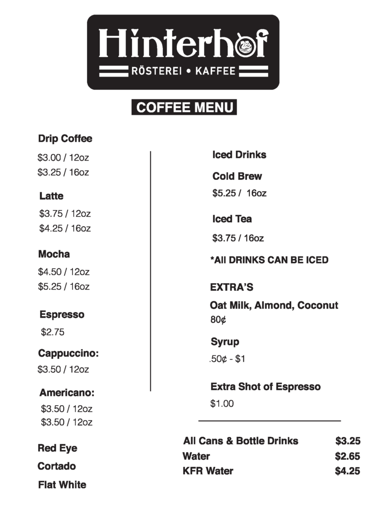 Our Menu – Hinterhof Microroasters